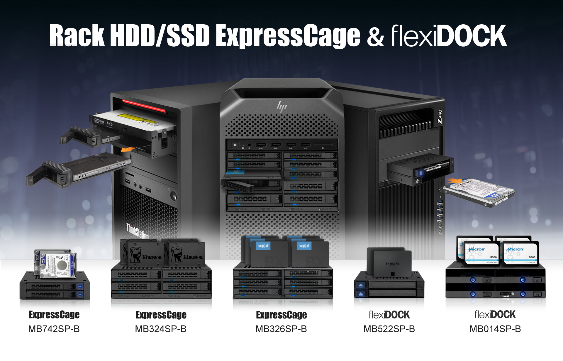 Stockage informatique : Rack HDD/SSD 2.5" & Rack SSD U.2 NVMe pour baie 5.25" & 3.5"